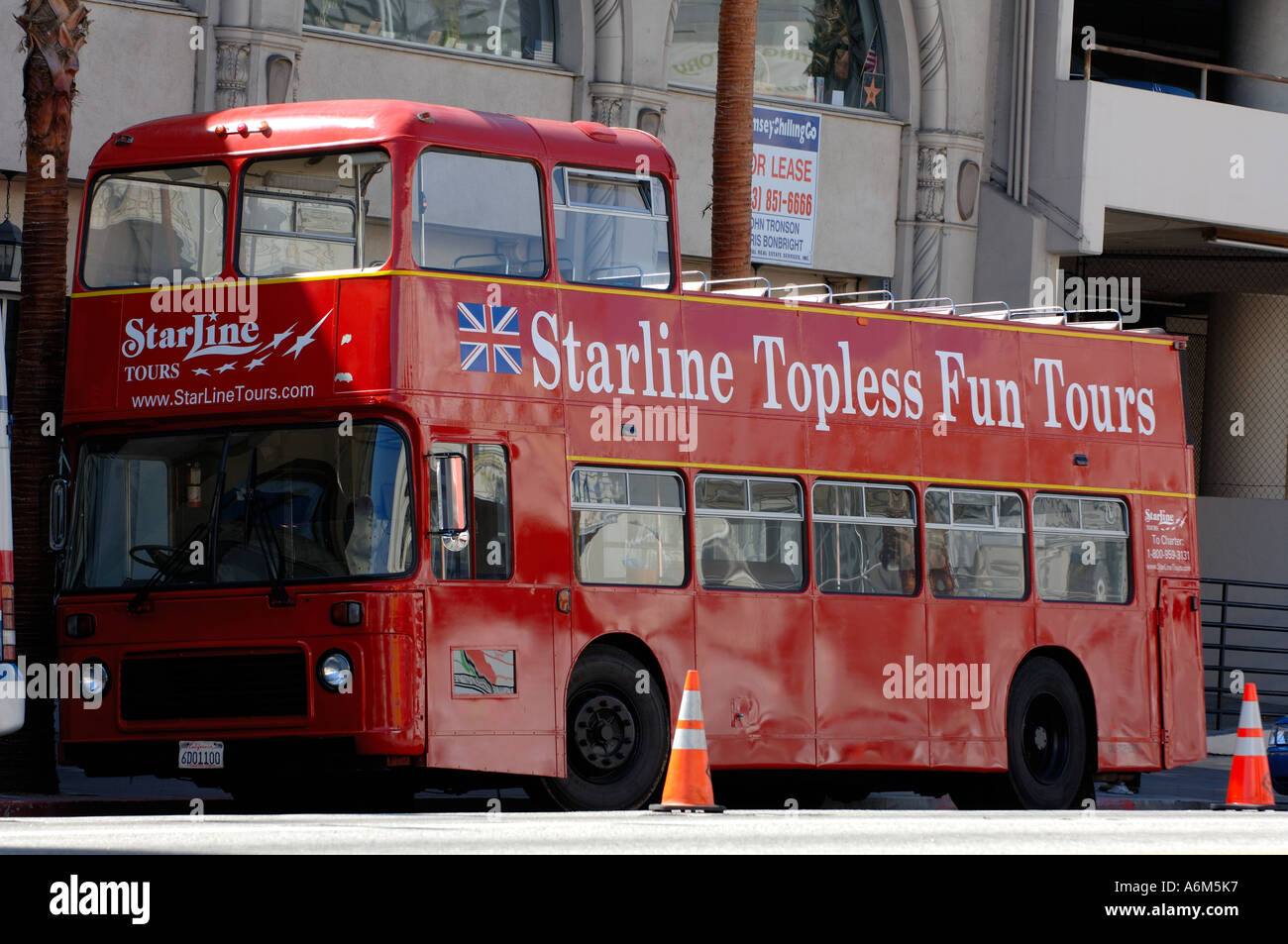 Open top bus for tours Hollywood California Stock Photo - Alamy