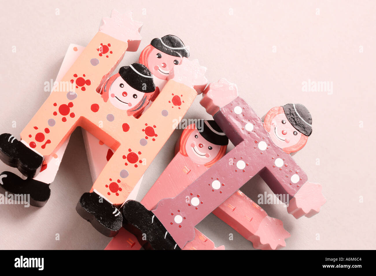 Wooden Clown Alphabets Stock Photo - Alamy