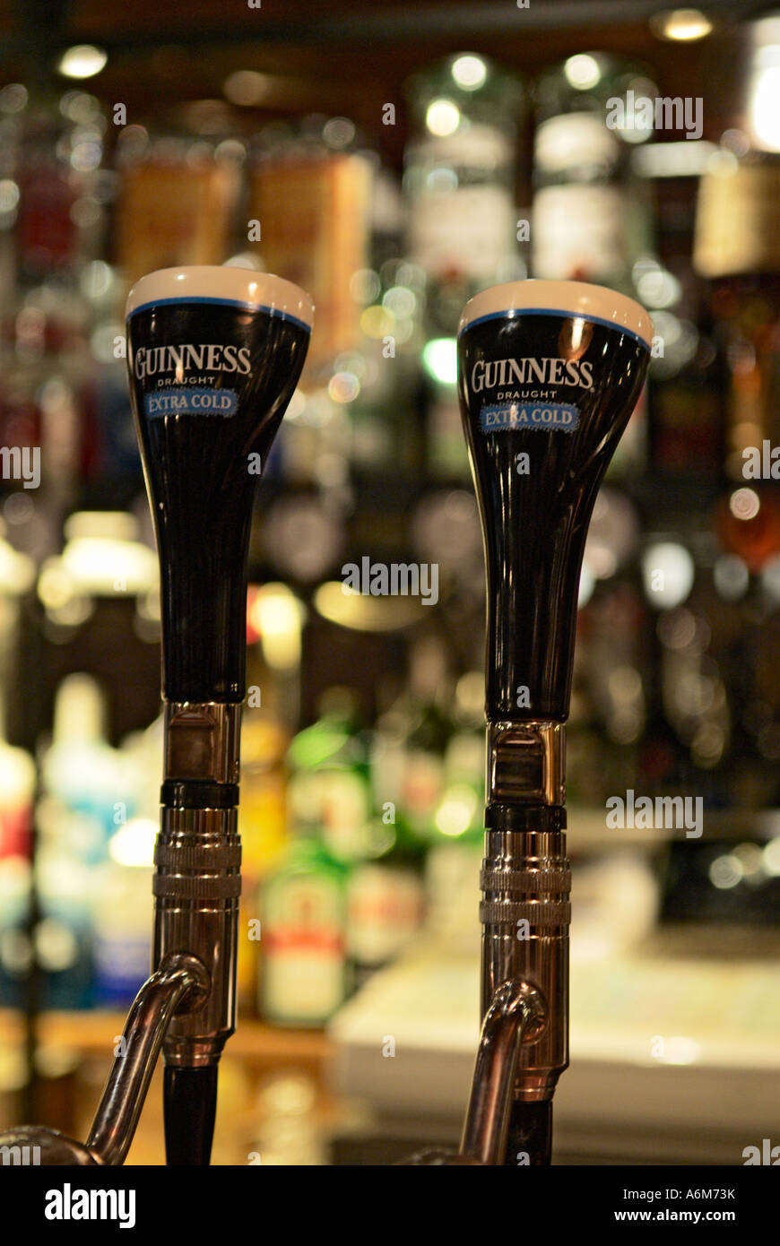 Taps of Guinness beer at a pub in the Temple Bar district of Dublin ...
