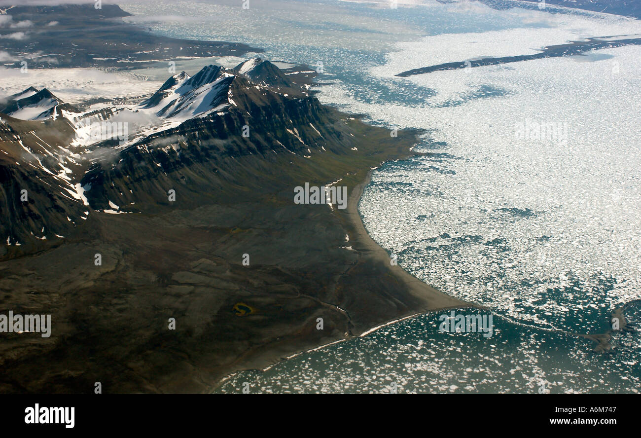 NORWAY SPITSBERGEN SVALBARD Aerial of pack ice JULY Stock Photo - Alamy