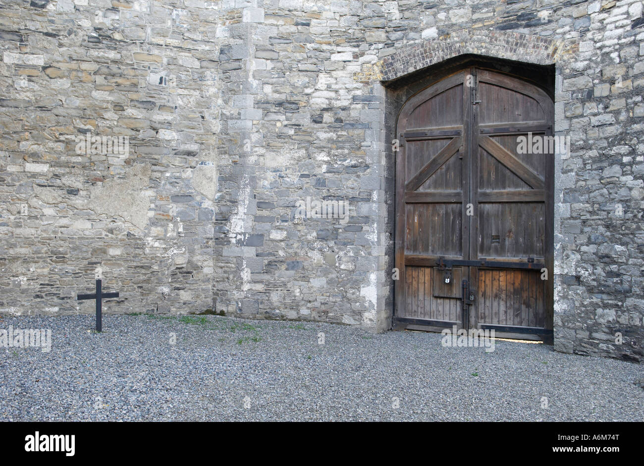Cross marking the place of execution of James Connolly in the courtyard ...