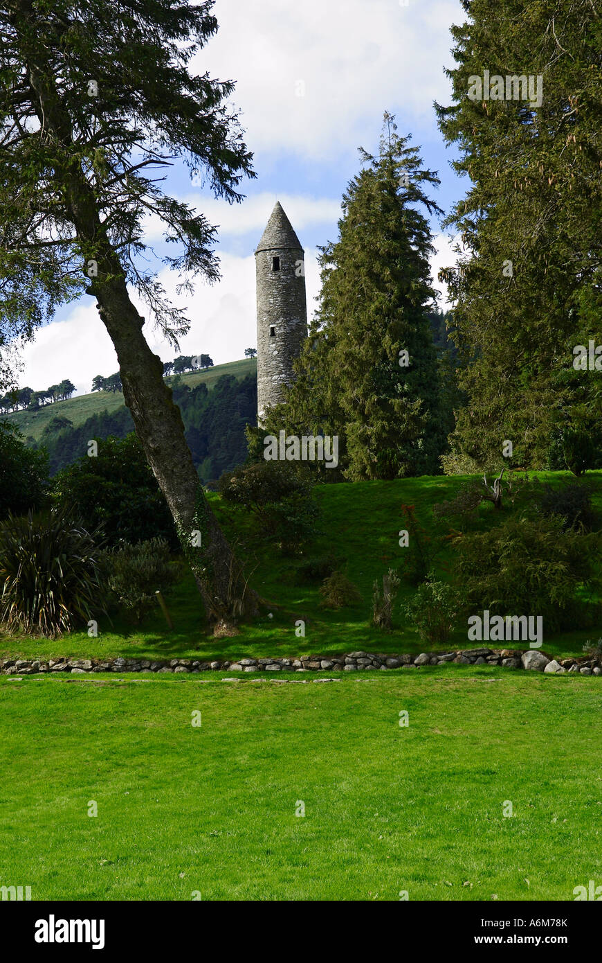 The Round Tower at Glendalough an Early Medieval monastic settlement ...