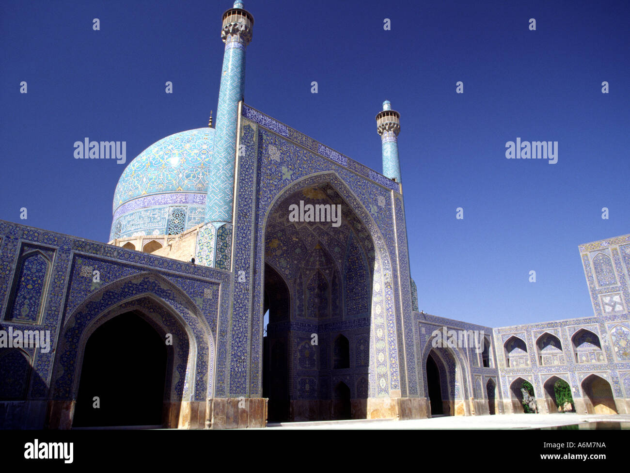 Minarets and portal entrance of the beautiful Imam mosque, Isfahan ...