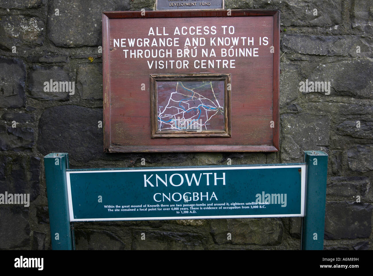 Entrance sign at Knowth a Neolithic or New Stone Age burial site in ...