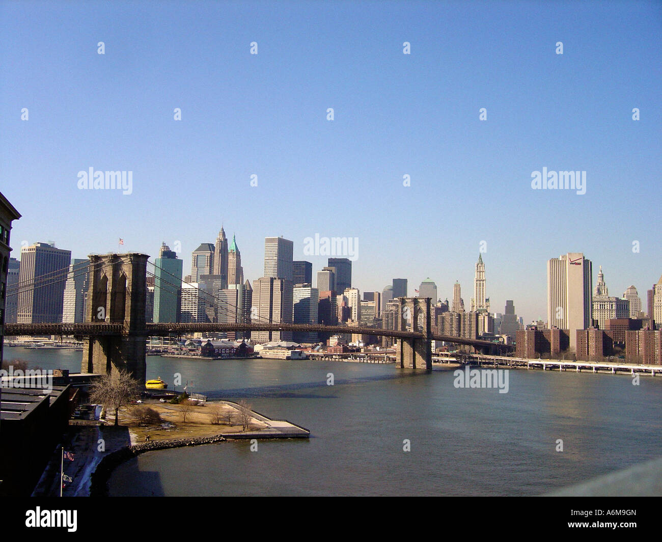 View of Brooklyn Bridge and Lower Manhattan from Manhattan Bridge New ...