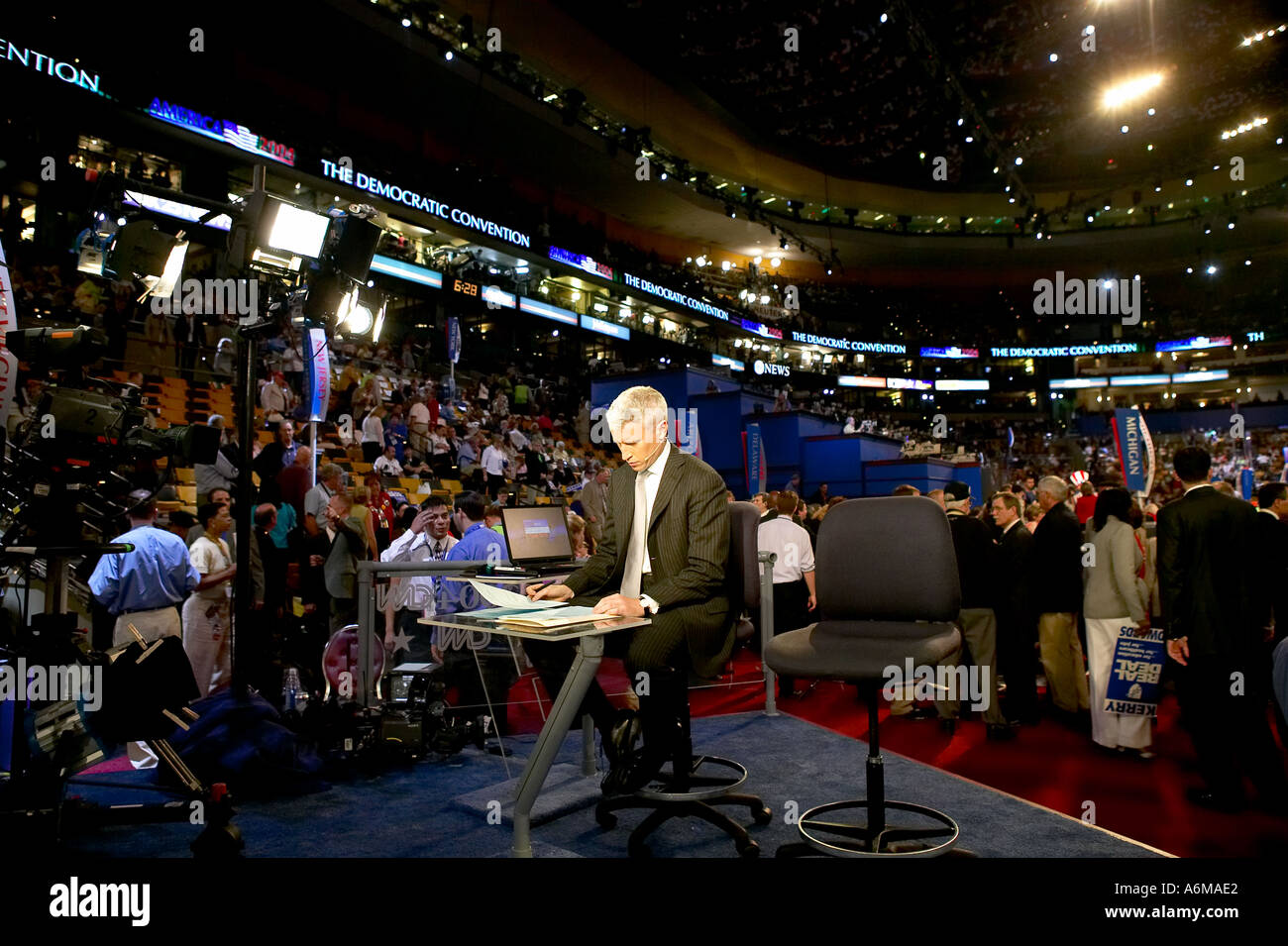 2004 Democratic Convention at the Boston Fleet Center Anderson Cooper ...