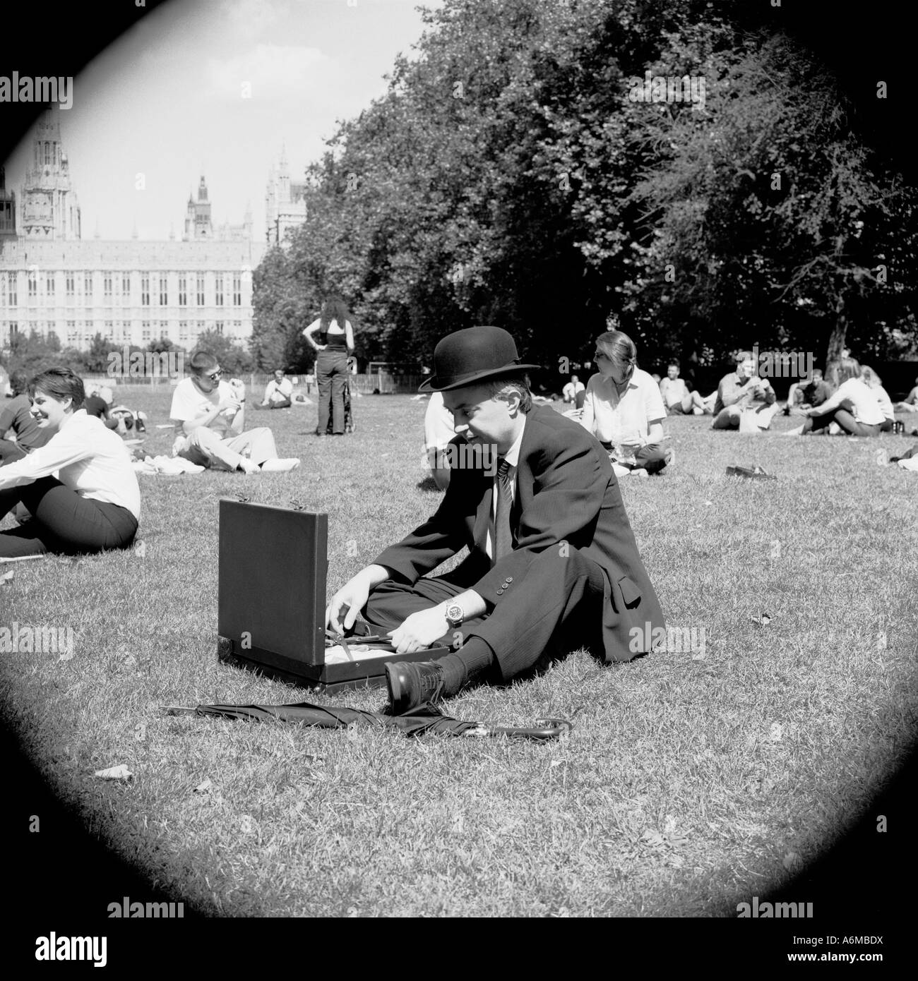 Working lunch lunch break Black and White Stock Photos & Images - Alamy