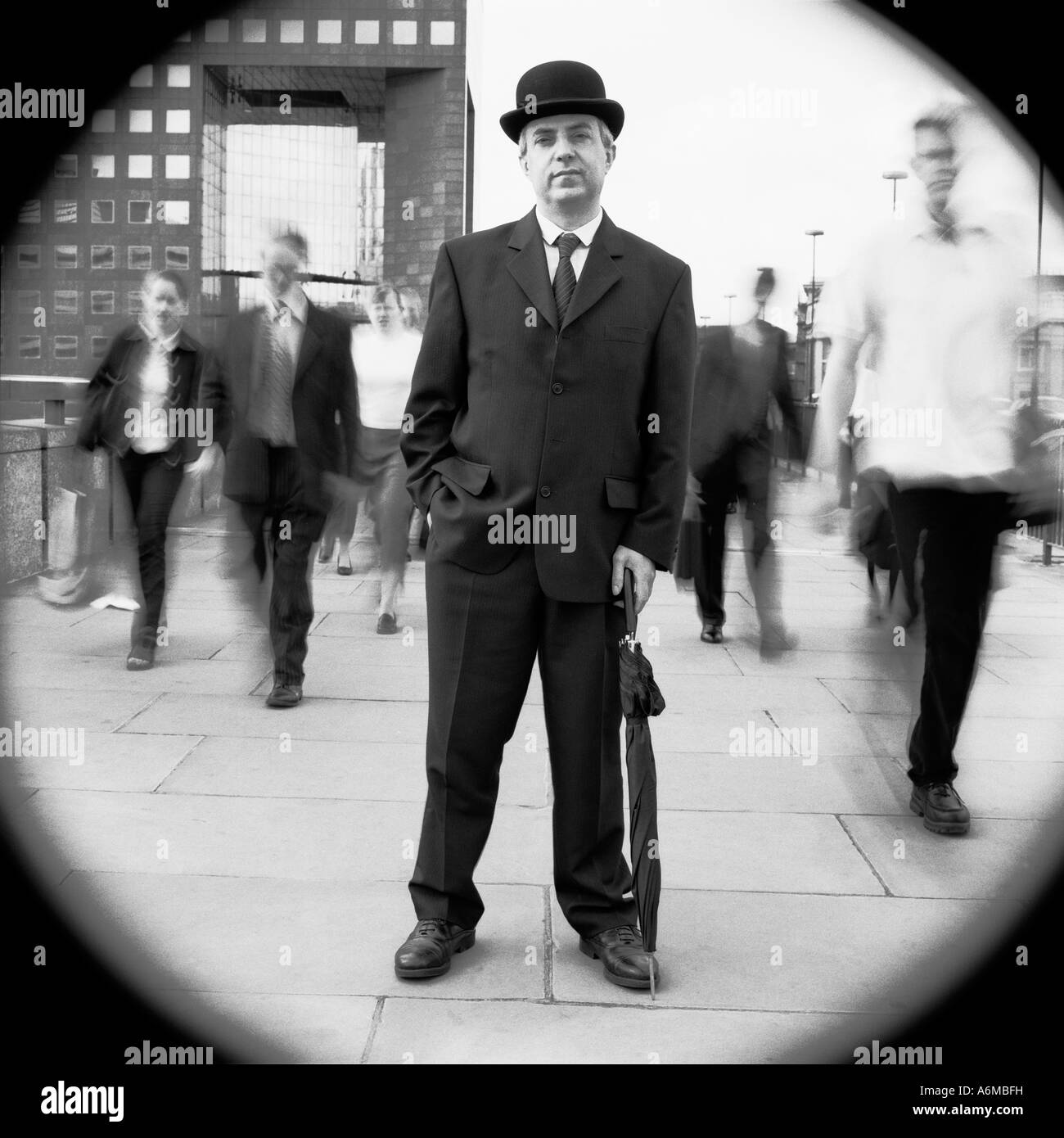 Business man london bowler hat Black and White Stock Photos & Images ...