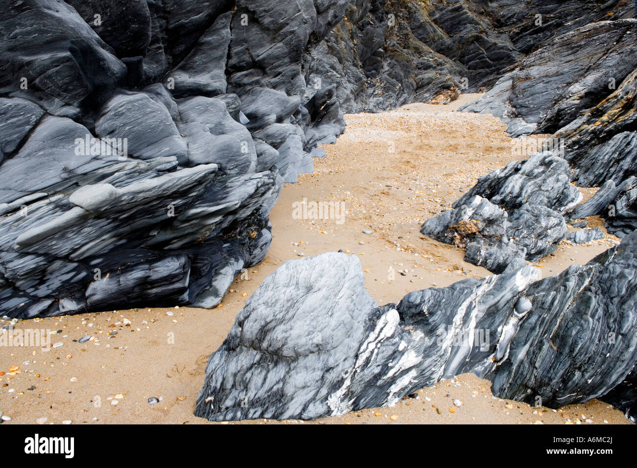 Granite Rocks at Lantic Bay, Cornwall, England, UK, Great Britain Stock ...