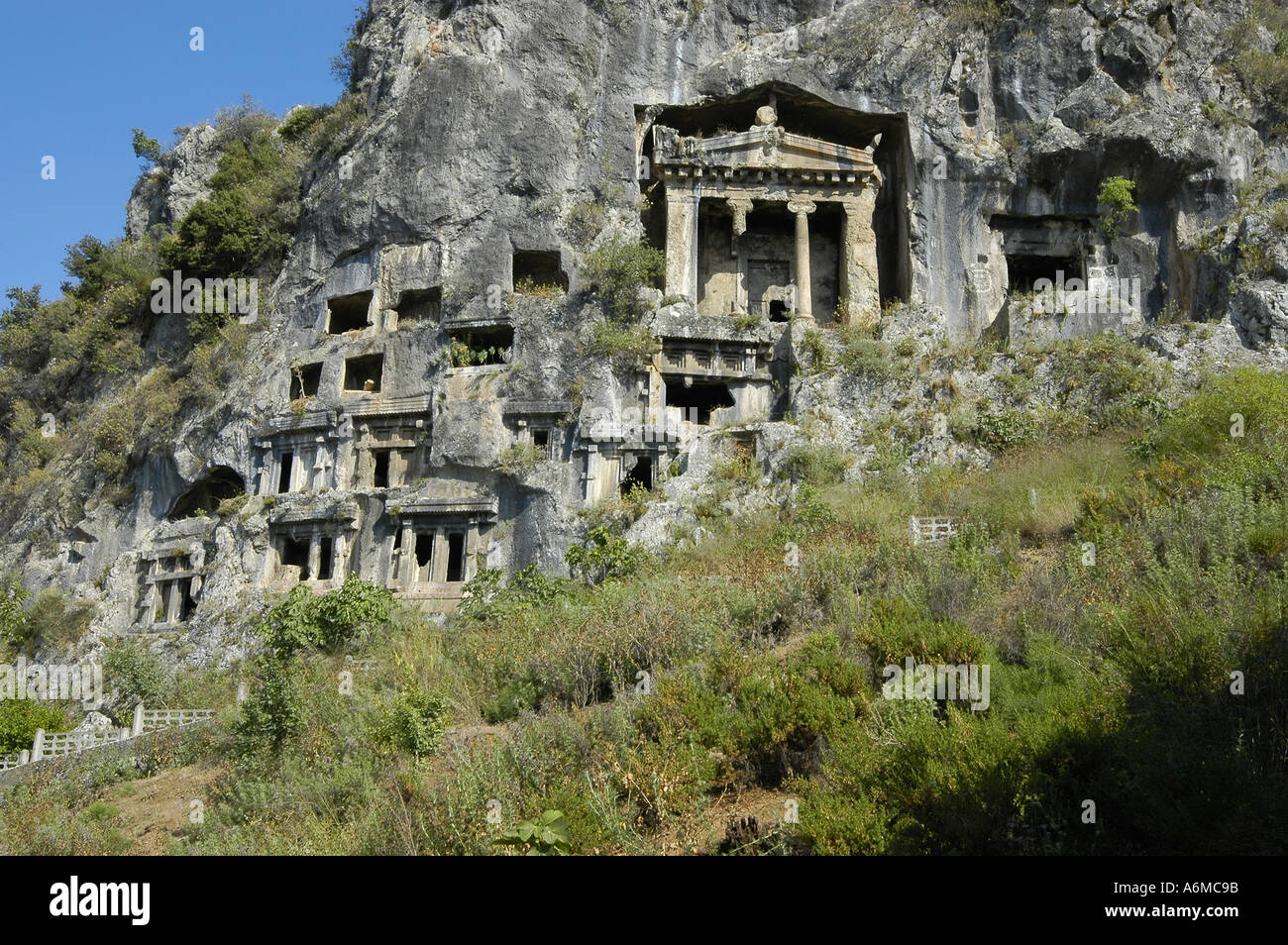 Fethiye Turkey Scattered ruins of Lycian tombs Stock Photo - Alamy