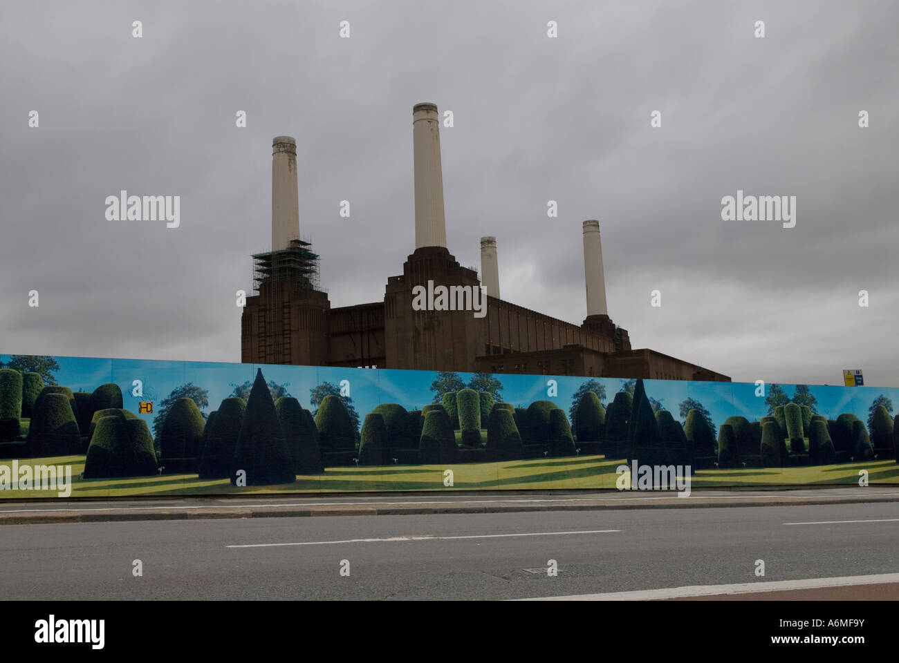Battersea Power Station with chimneys Stock Photo - Alamy