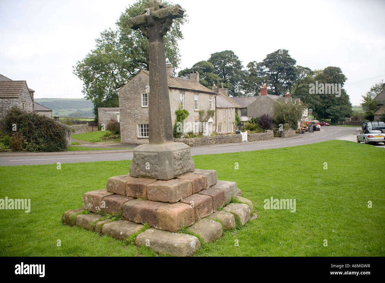 Fourteenth century Village Cross in foolow, Derbyshire, England Stock ...