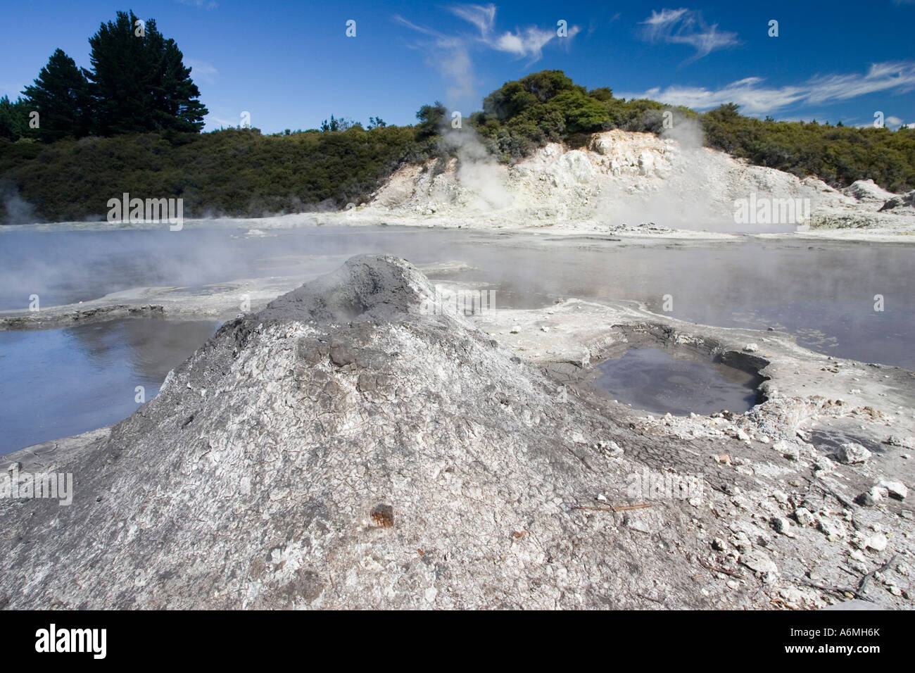 Mud volcano and sulphur lake Hells Gate Maori owned geothermal reserve ...