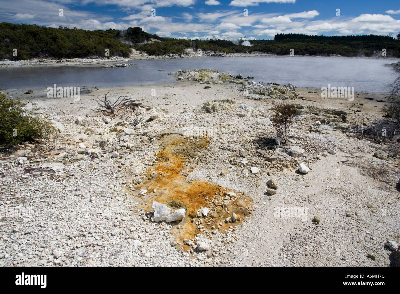 Iron and sulphur in rocks and sulphur lake Hells Gate geothermal ...