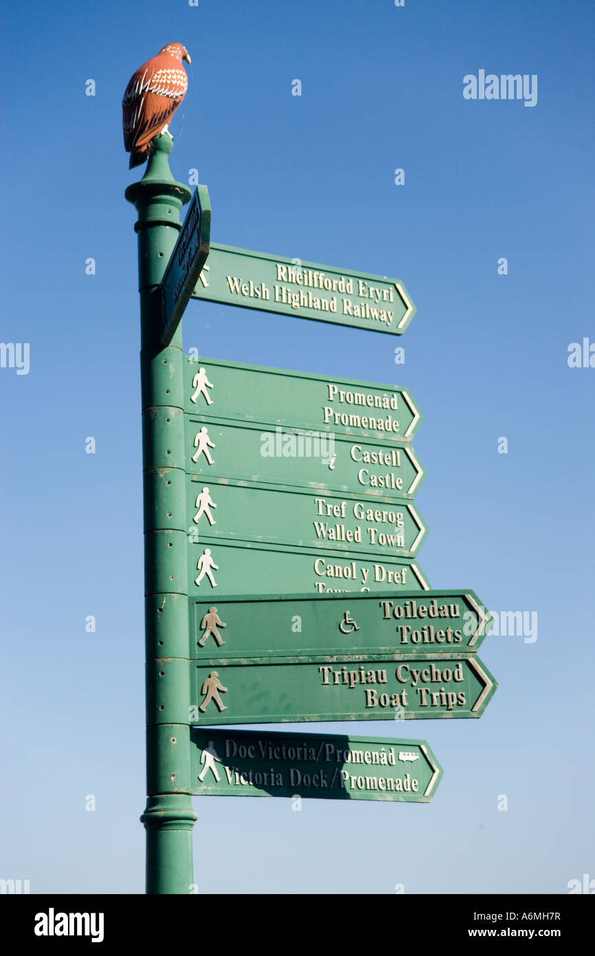 Town sign in Caernarfon, North Wales, United Kingdom Stock Photo - Alamy