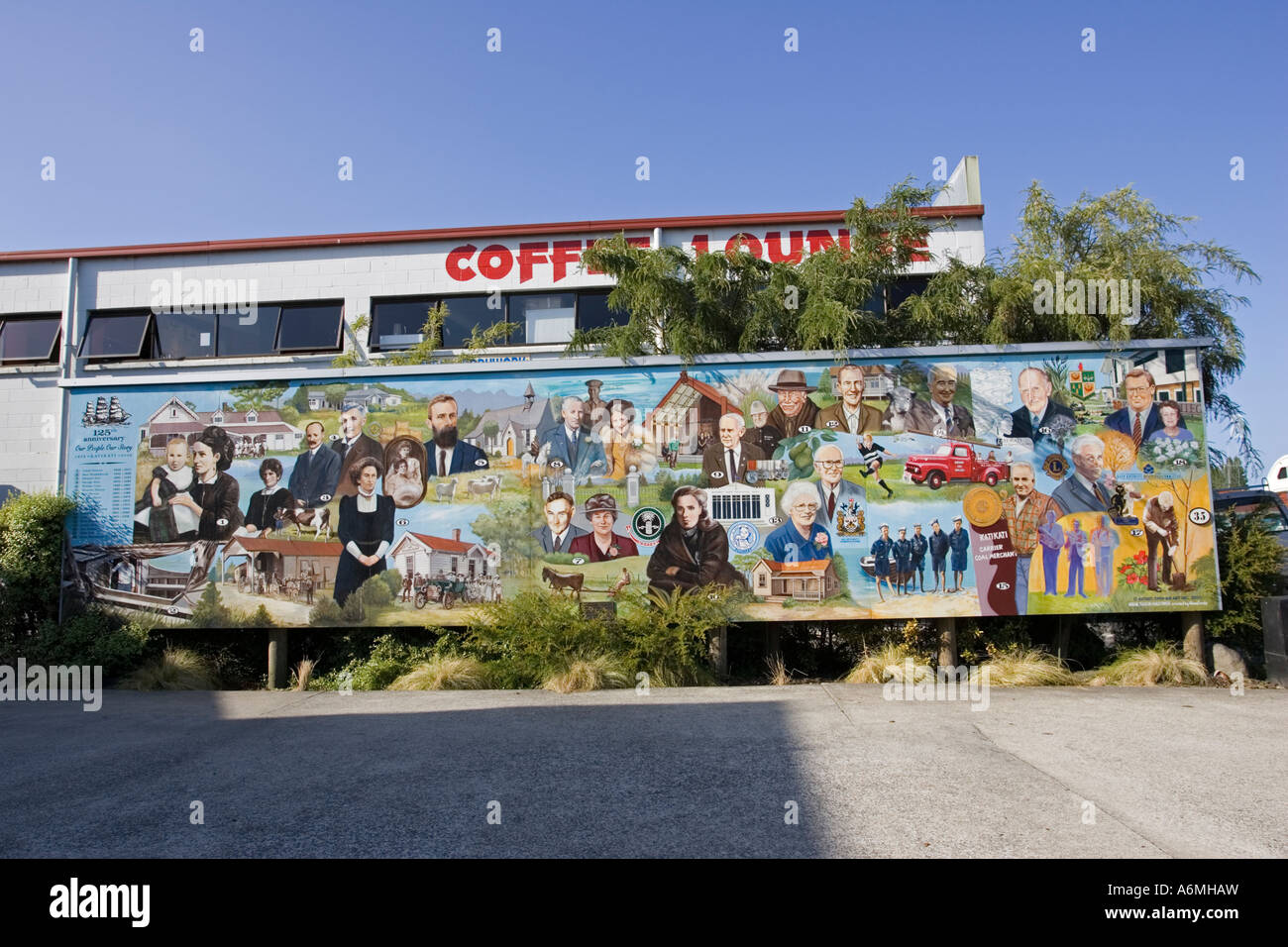Large mural map in township of Katikati Bay of Plenty New Zealand Stock ...