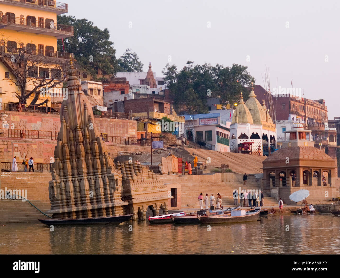Varanasi sinking temple hi-res stock photography and images - Alamy