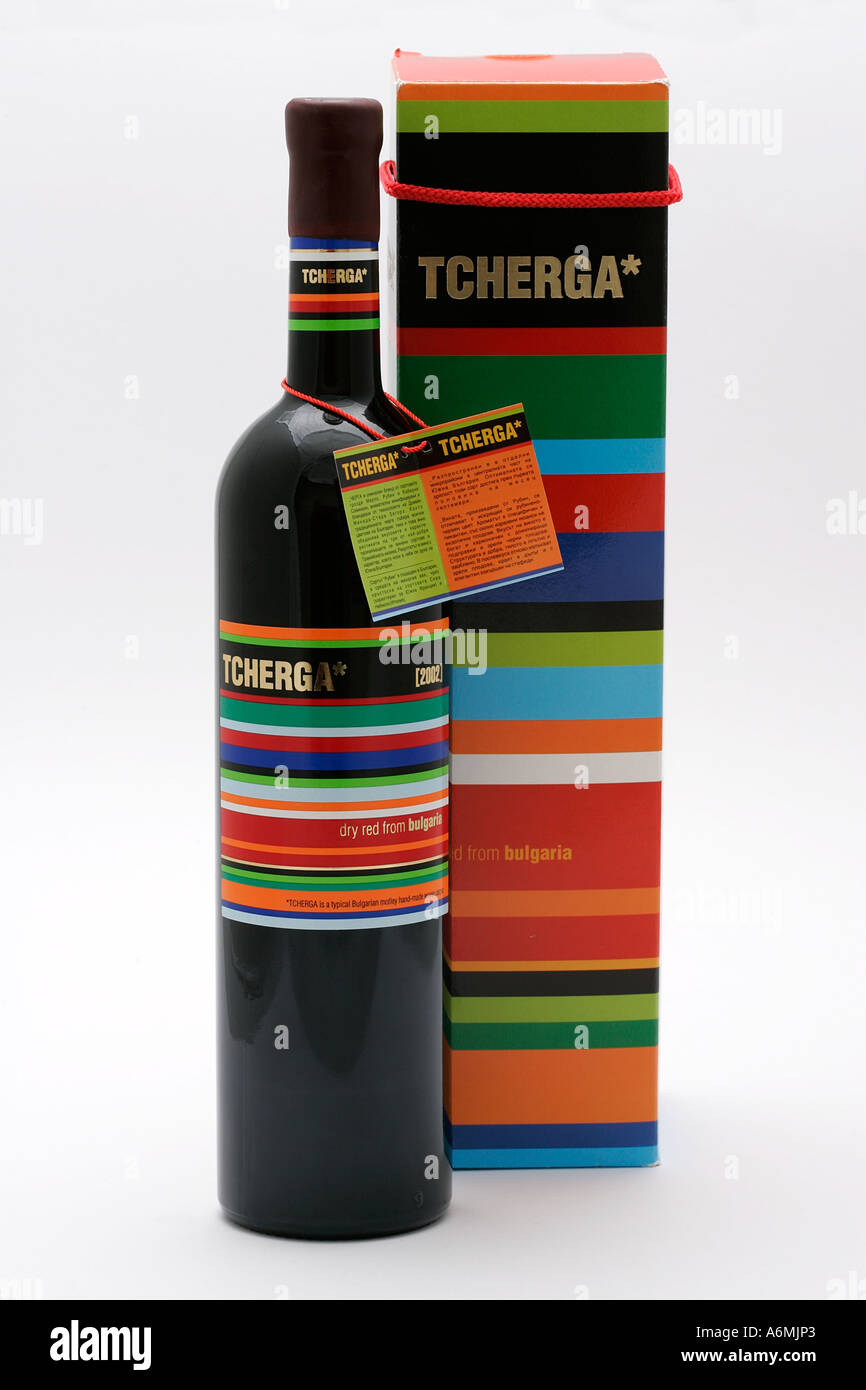 Tcherga red wine Bulgarian Bulgaria Balkan Peninsula south east Europe ...