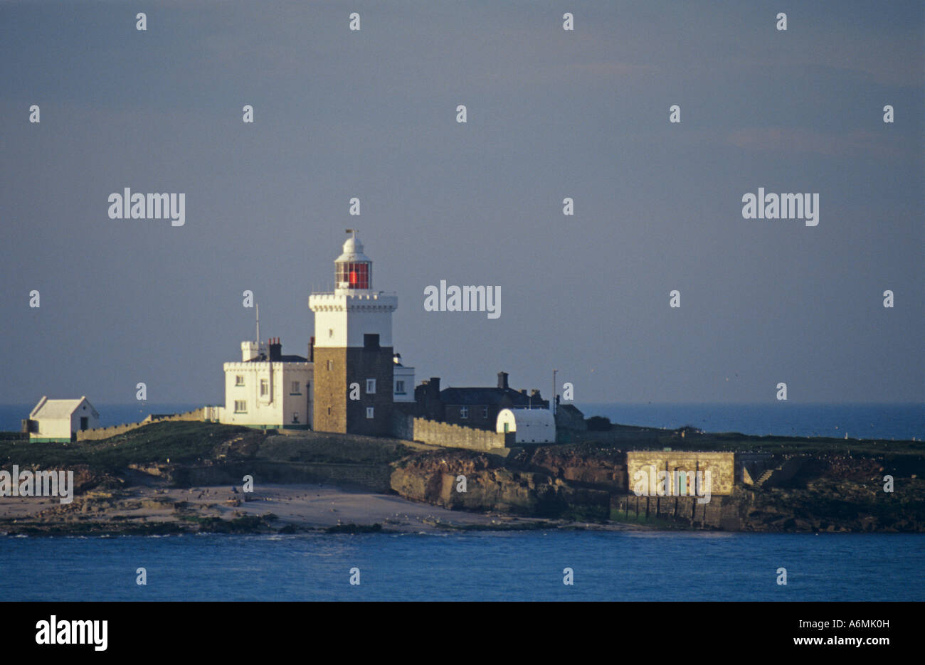lighthouse on Coquet Island off the Northumberland Coast near Amble ...
