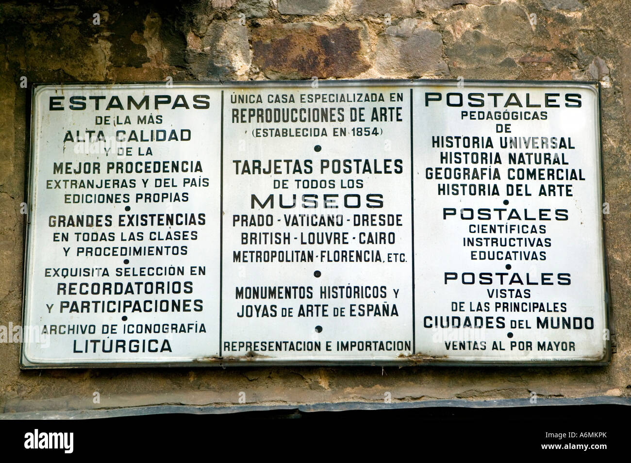 Old metal sign for stamp shop on wall Placa de Pi El Barri Gotic Gothic ...
