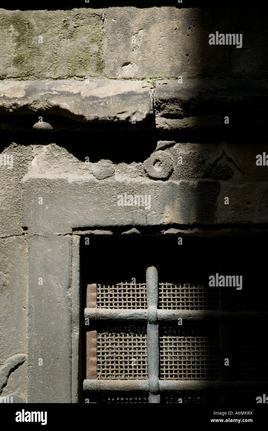 Sun and shadow on very old window El Barri Gotic Gothic Quarter ...
