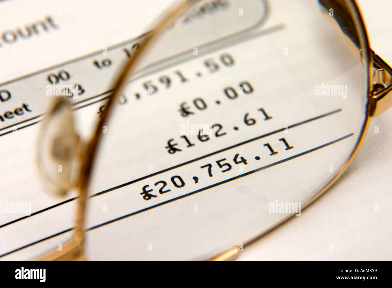 The Bottom Line money in the bank Stock Photo - Alamy