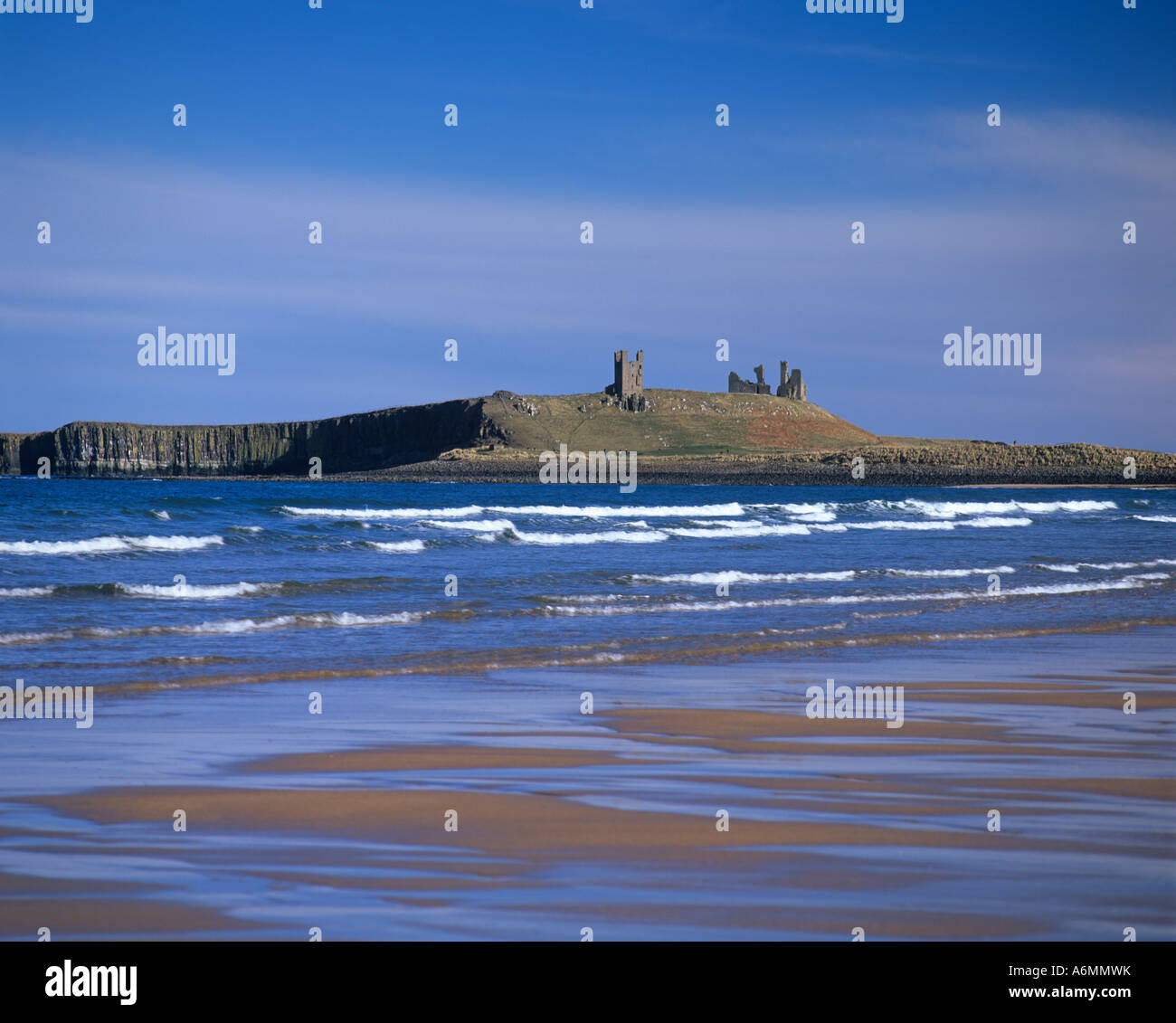 Embleton Bay and Dunstanburgh Castle on the Northumberland Coast ...