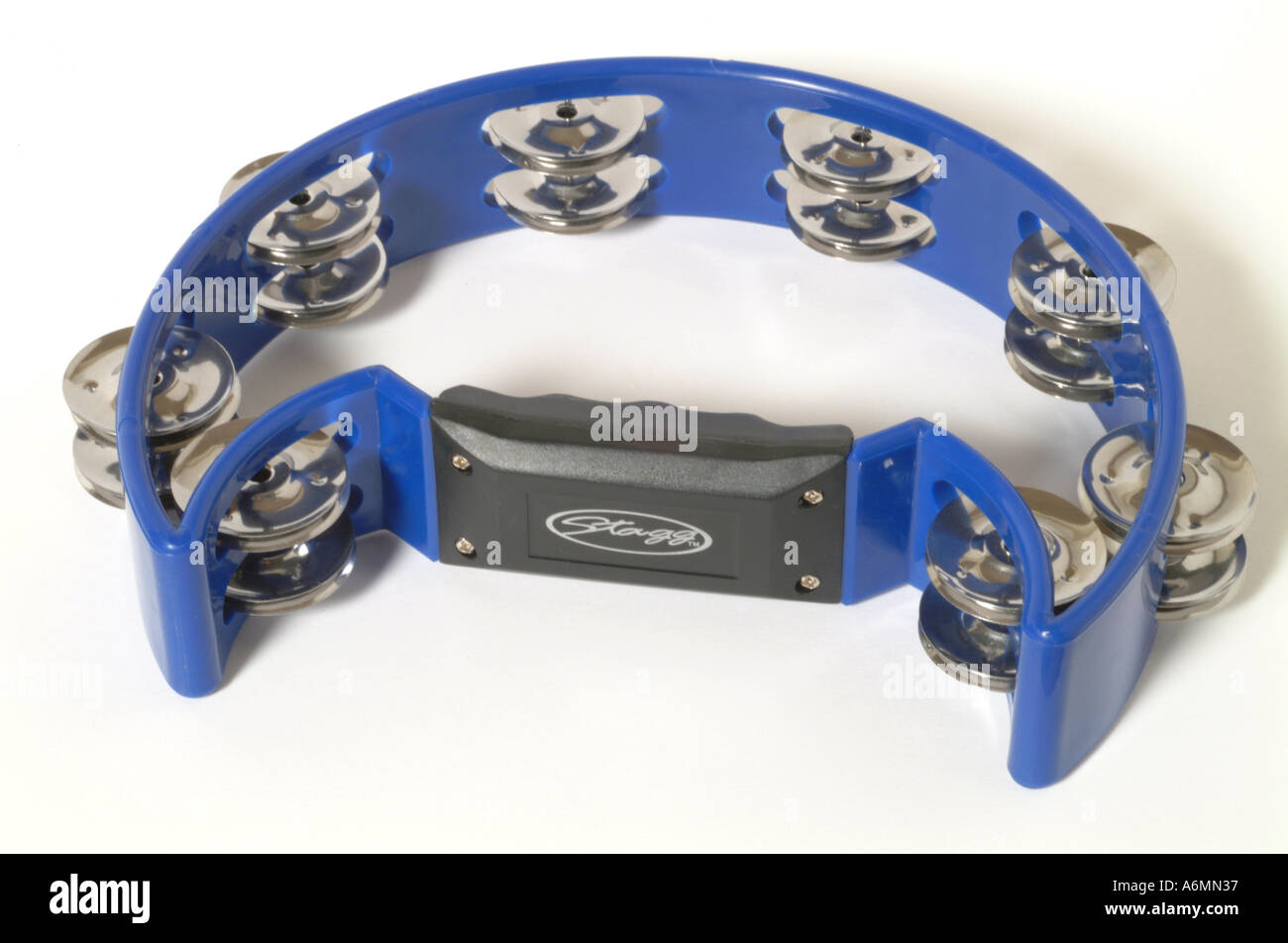 blue plastic modern tambourine with jingles studio cutout cut out white ...