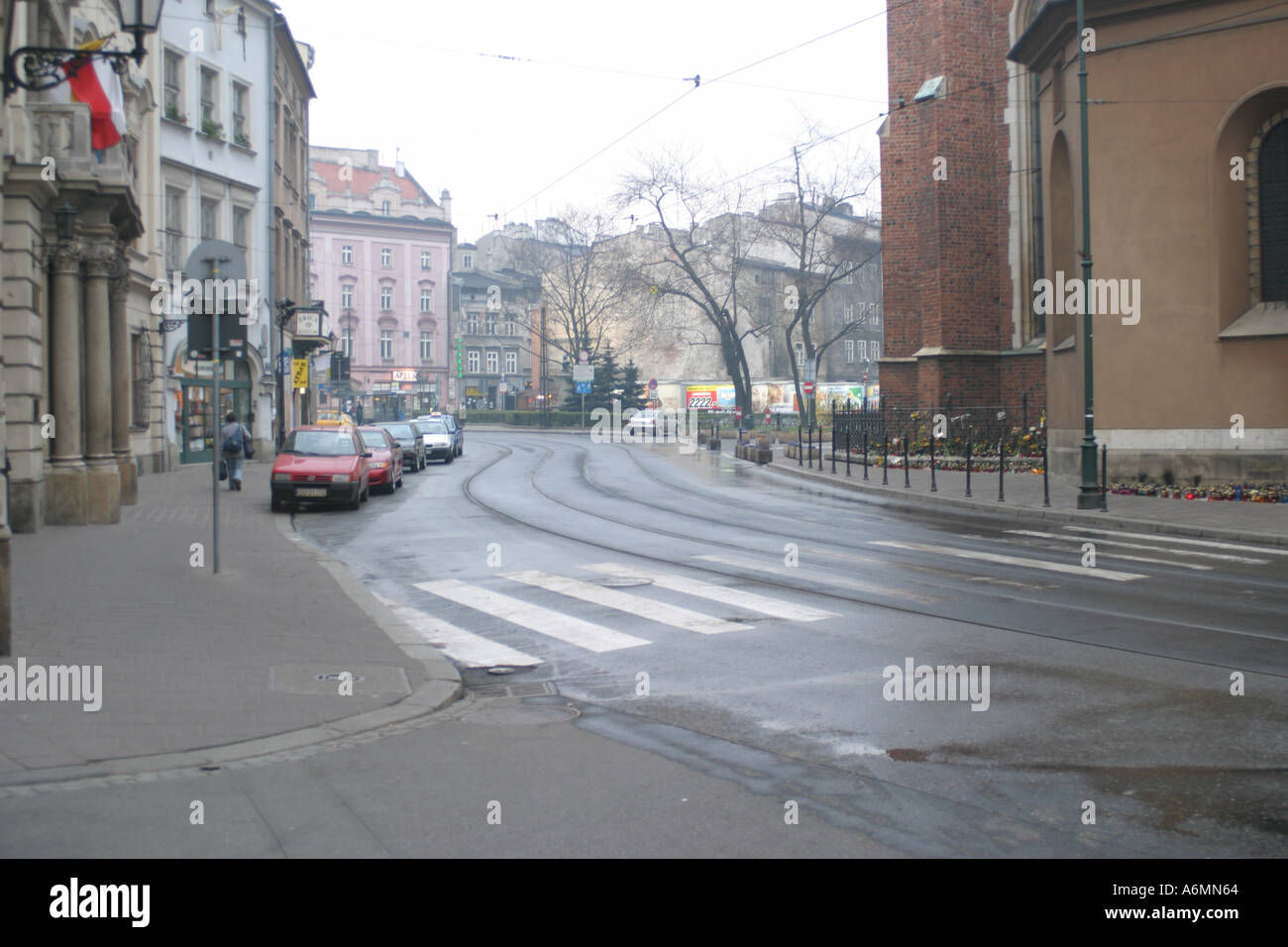 Early morning street scene in Krakow Stock Photo - Alamy