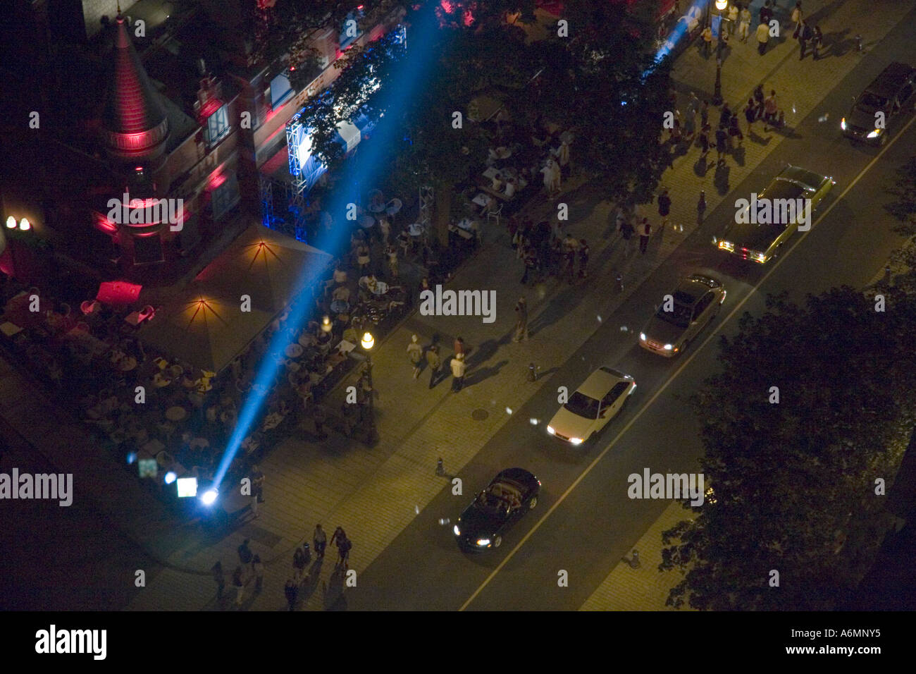 Spotlights at night on the Grande Allee, Quebec, Canada Stock Photo - Alamy