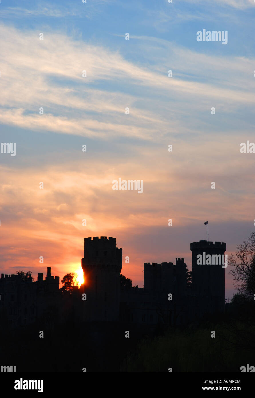 Warwick Castle at sunset, Warwickshire, England, UK Stock Photo - Alamy