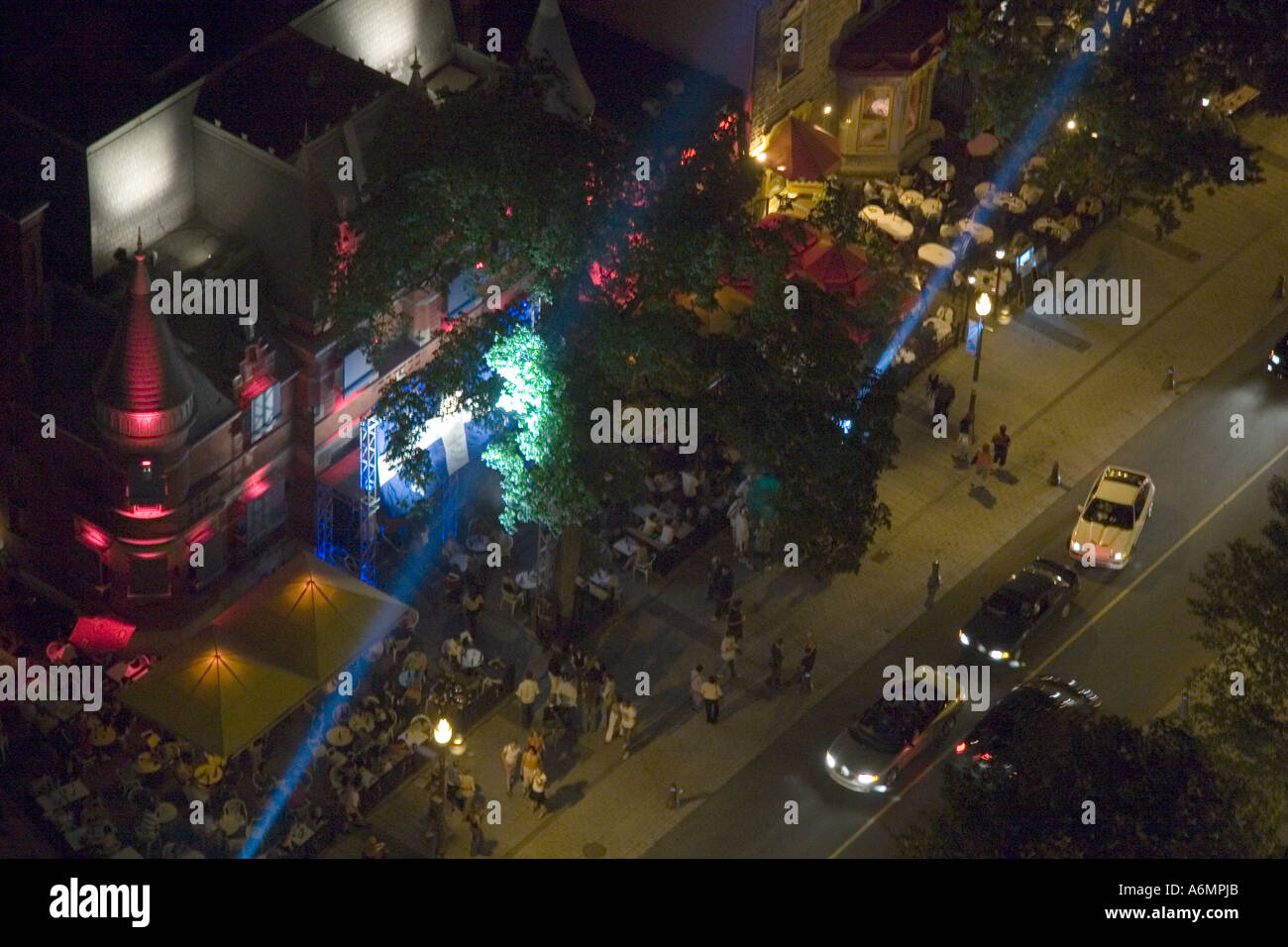 Spotlights at night on the Grande Allee, Quebec, Canada Stock Photo - Alamy