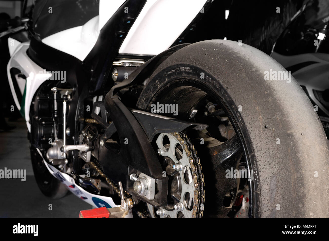 Racing motorcycle rear wheel Stock Photo - Alamy