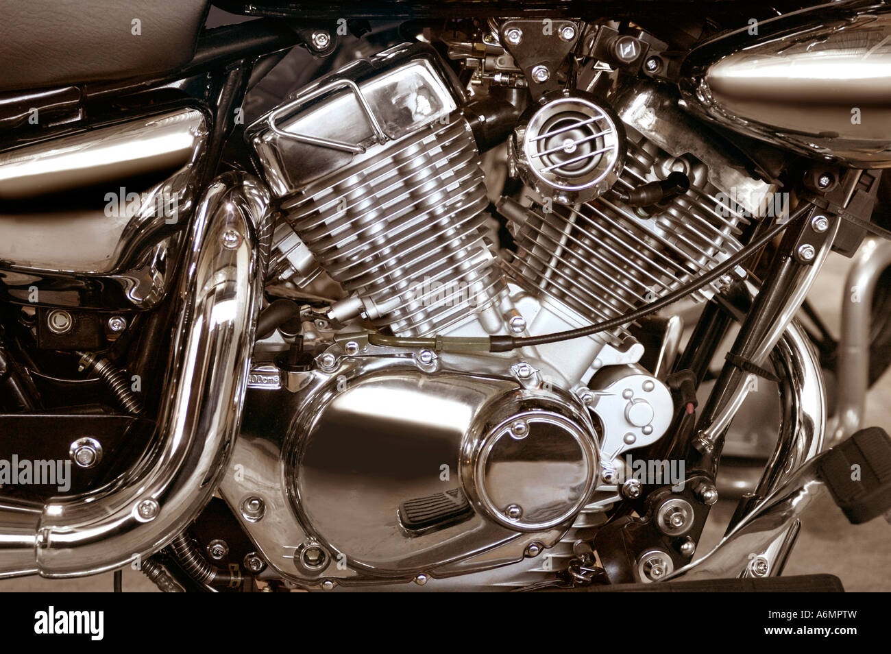 Shiny powerful motorcycle engine Stock Photo - Alamy