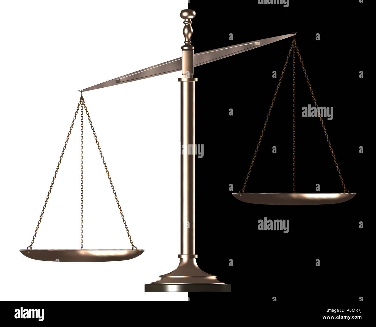 Biased empty golden justice scales Stock Photo - Alamy