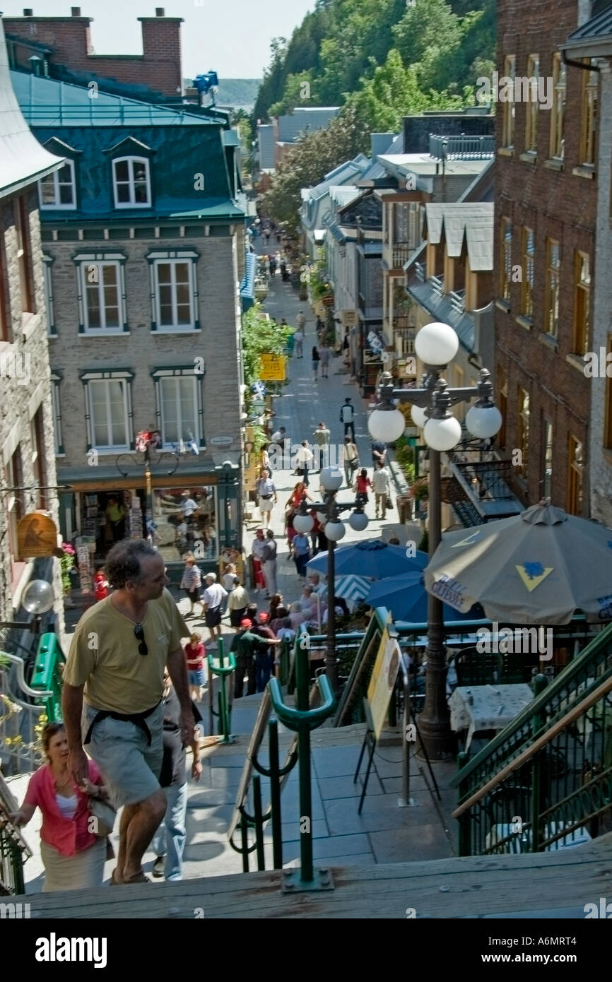 Tourists visiting the shops in the Lower Town, Quebec City, Canada ...
