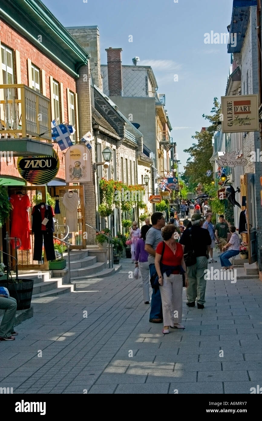 Tourists visiting the shops in the Lower Town, Quebec City, Canada ...