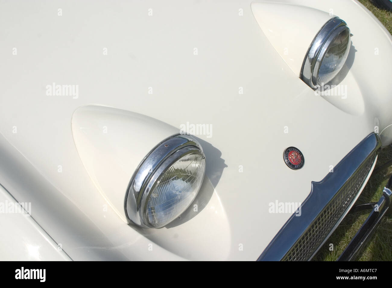 looking down on the bonnet of frog eye sprite motor car Stock Photo - Alamy