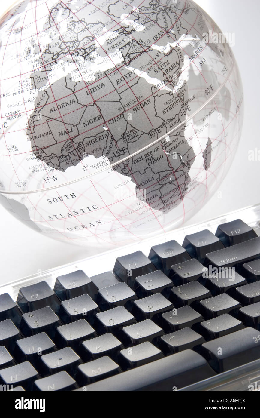 earth globe and computer keyboard Stock Photo - Alamy