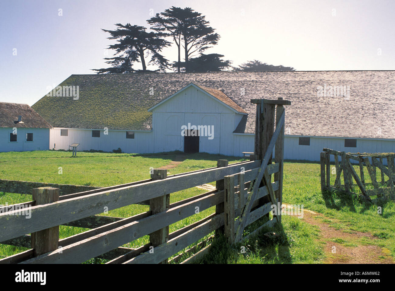 wood barn at historic Pierce Point Ranch Point Reyes National Seashore ...
