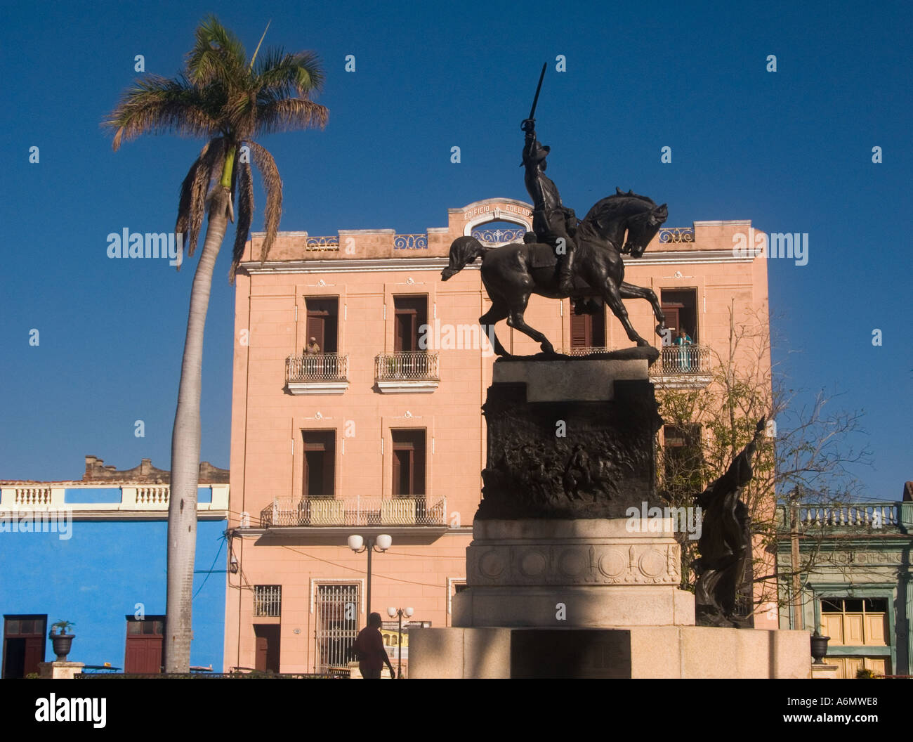 cuba central cuba camaguey parquey agramonte with equestrian statue of ...