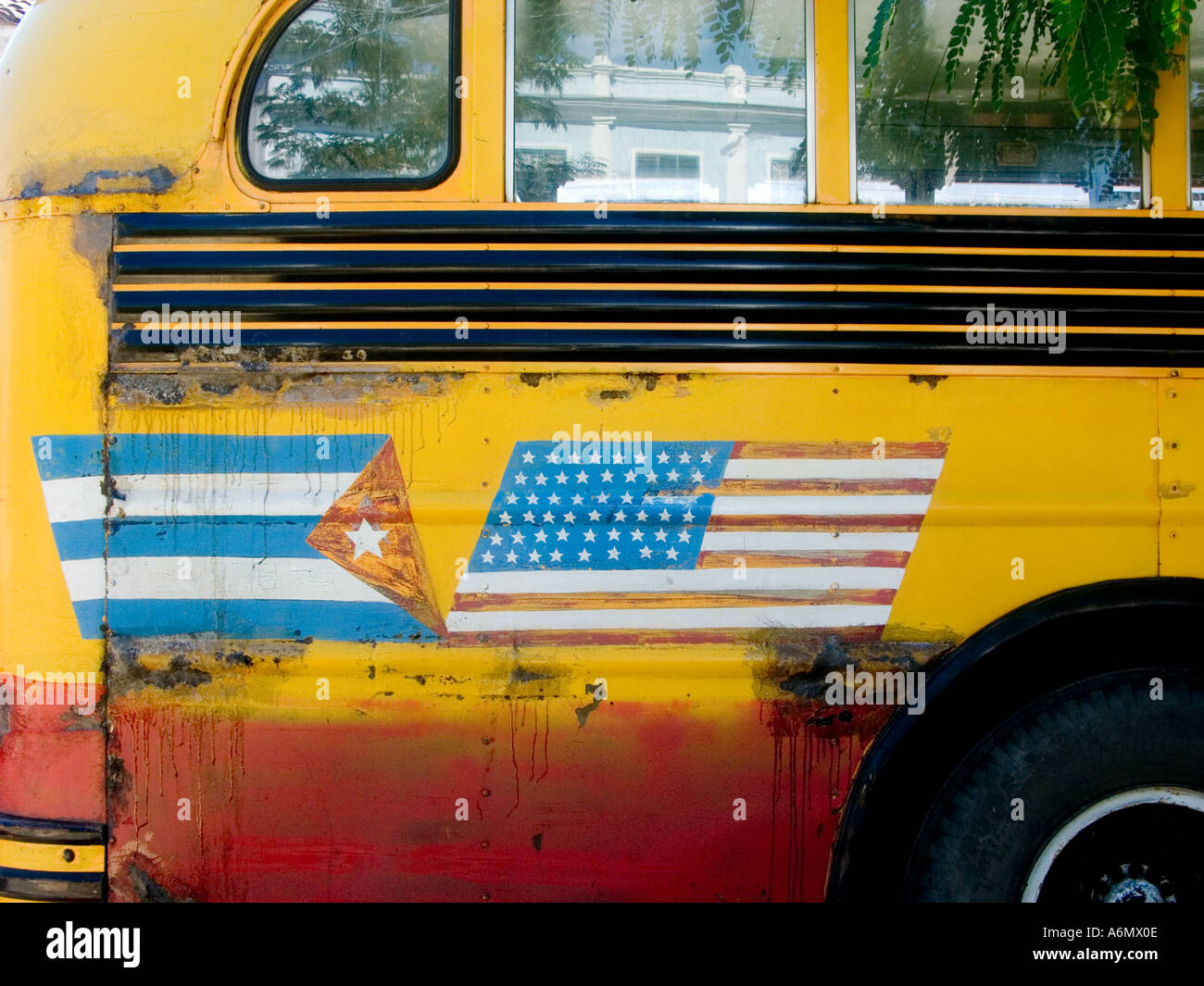 cuba american christian missionary bus with cuban and united states ...