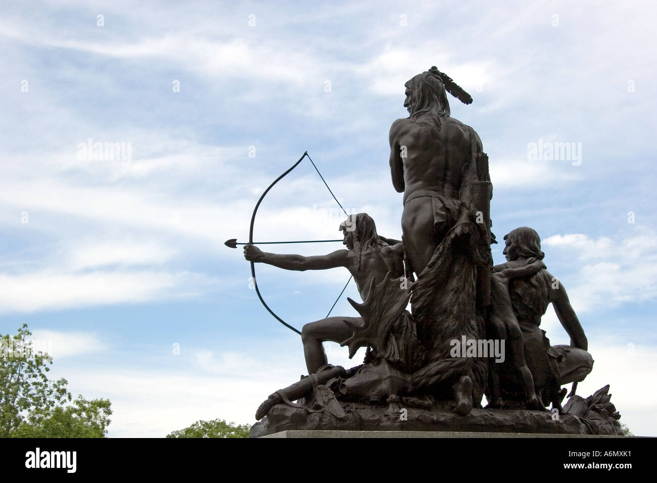 Sculpture of native Indians outside Parliament building, Old Quebec ...
