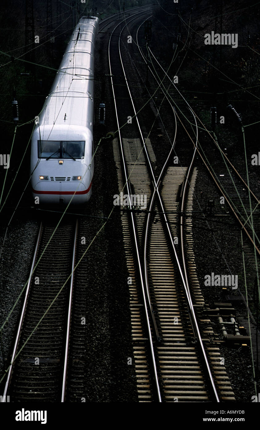 German railways Inter-City Express train passes through Leichlingen ...