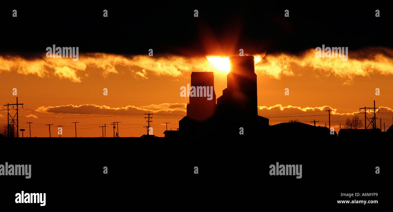 Gorgeous twilight behind Tuxford elevators in scenic Saskatchewan ...