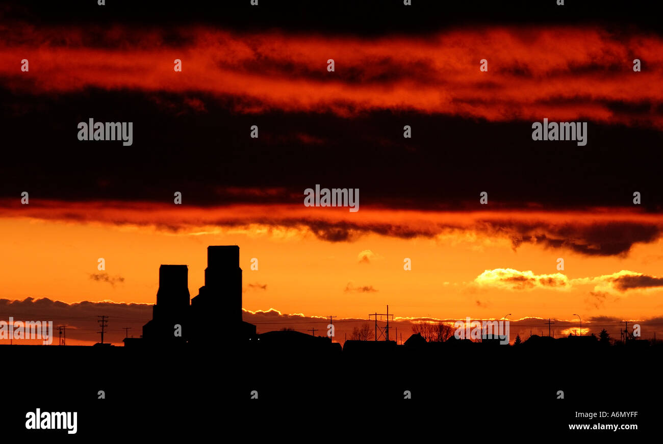 Gorgeous twilight behind Tuxford elevators in scenic Saskatchewan ...