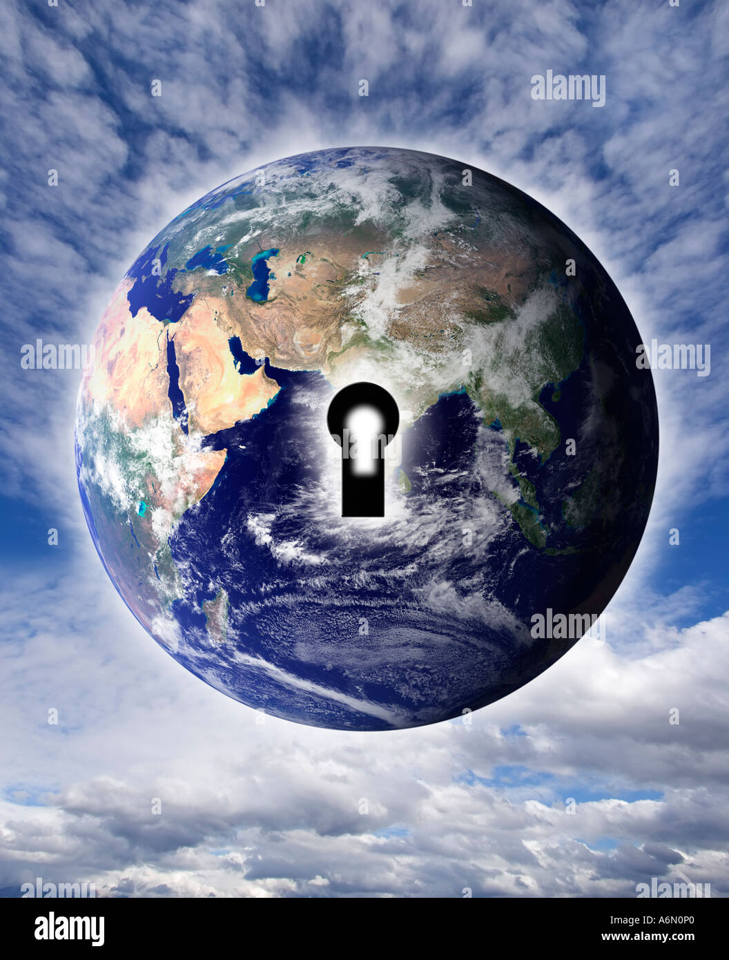 Earth with a keyhole Stock Photo - Alamy