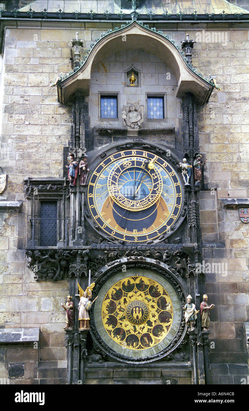 Prague old town square astronomical clock 15th century apostles appear ...