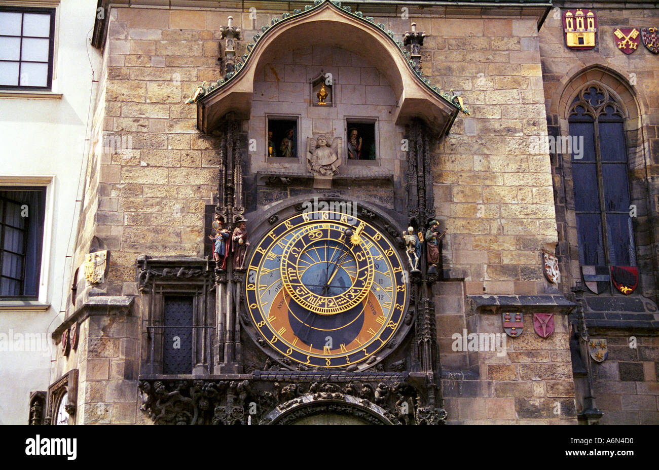 Prague old town square astronomical clock 15th century apostles appear ...