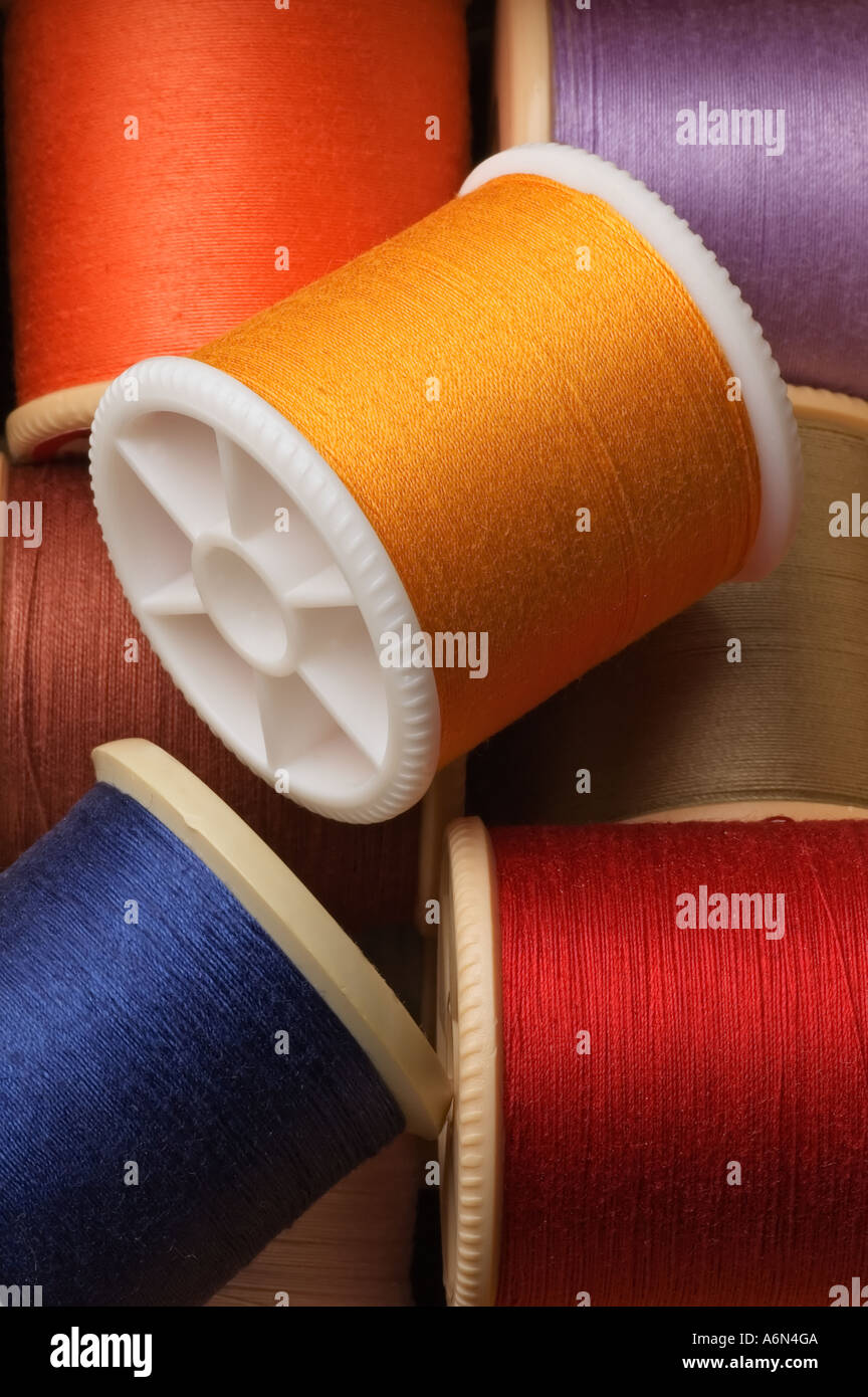 A Selection of colored / coloured cotton reels Stock Photo - Alamy